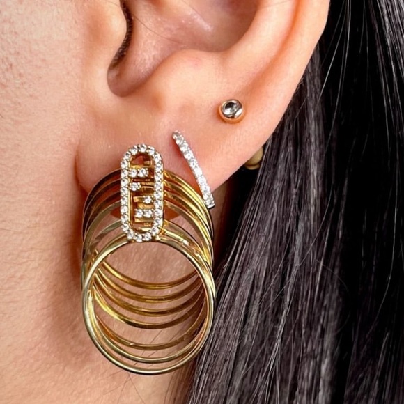 Fendi | Jewelry | Fendi Gold Hoop And Krystle Ff Earrings | Poshmark